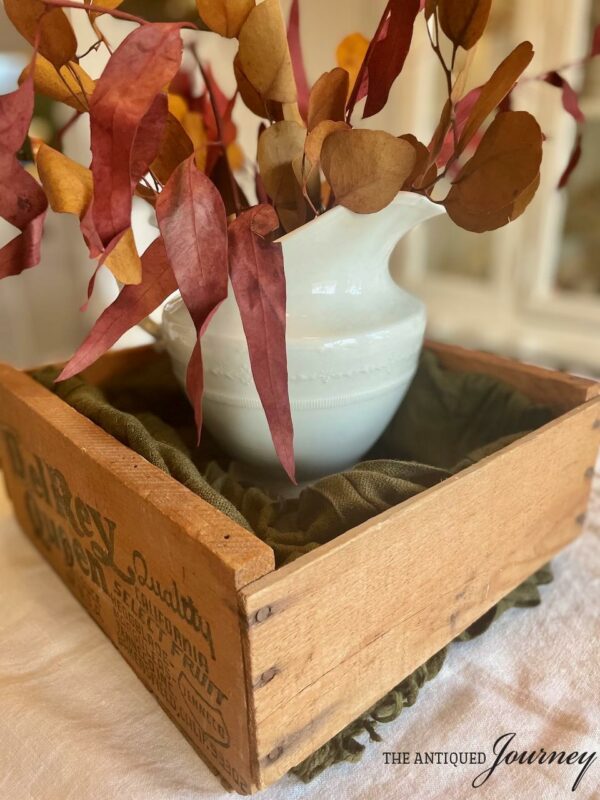 Rustic Thanksgiving Centerpiece With A Vintage Crate - The Antiqued Journey