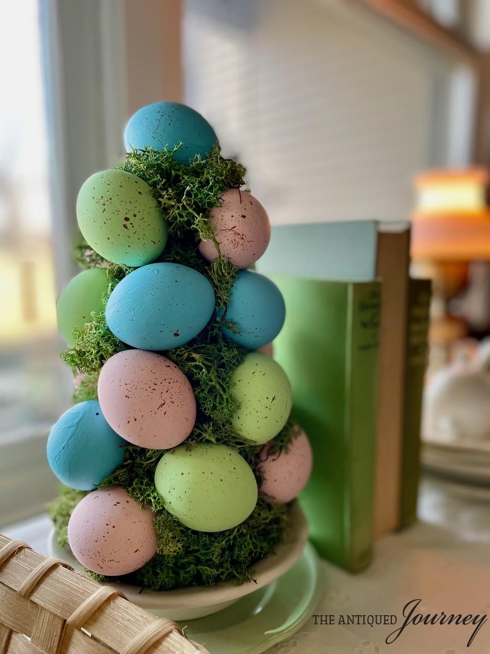 Easy DIY Easter Egg Topiary - The Antiqued Journey