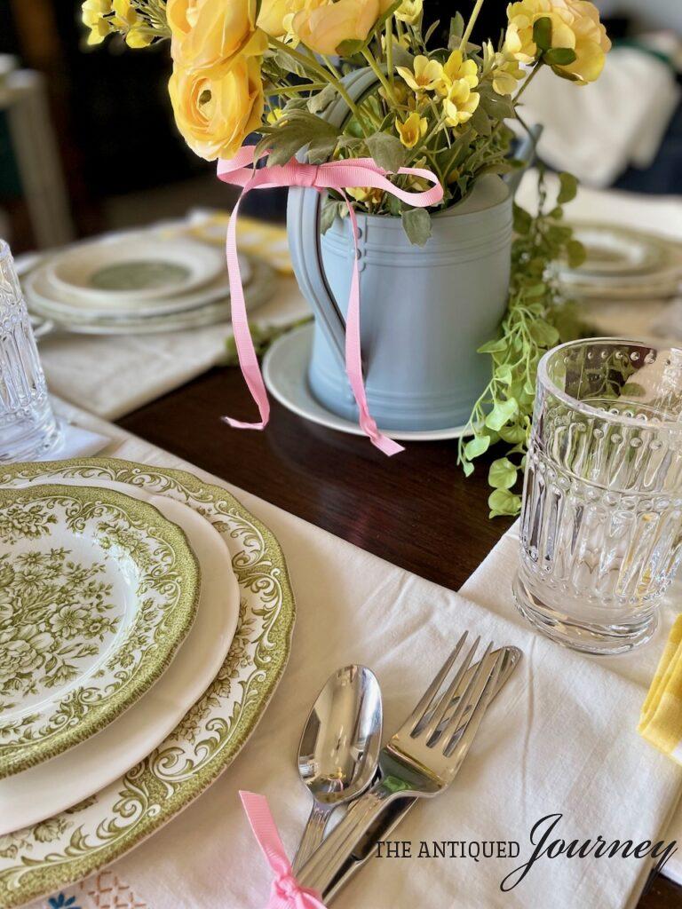 Spring Table Setting Decor Ideas With Vintage Dishes - The Antiqued Journey