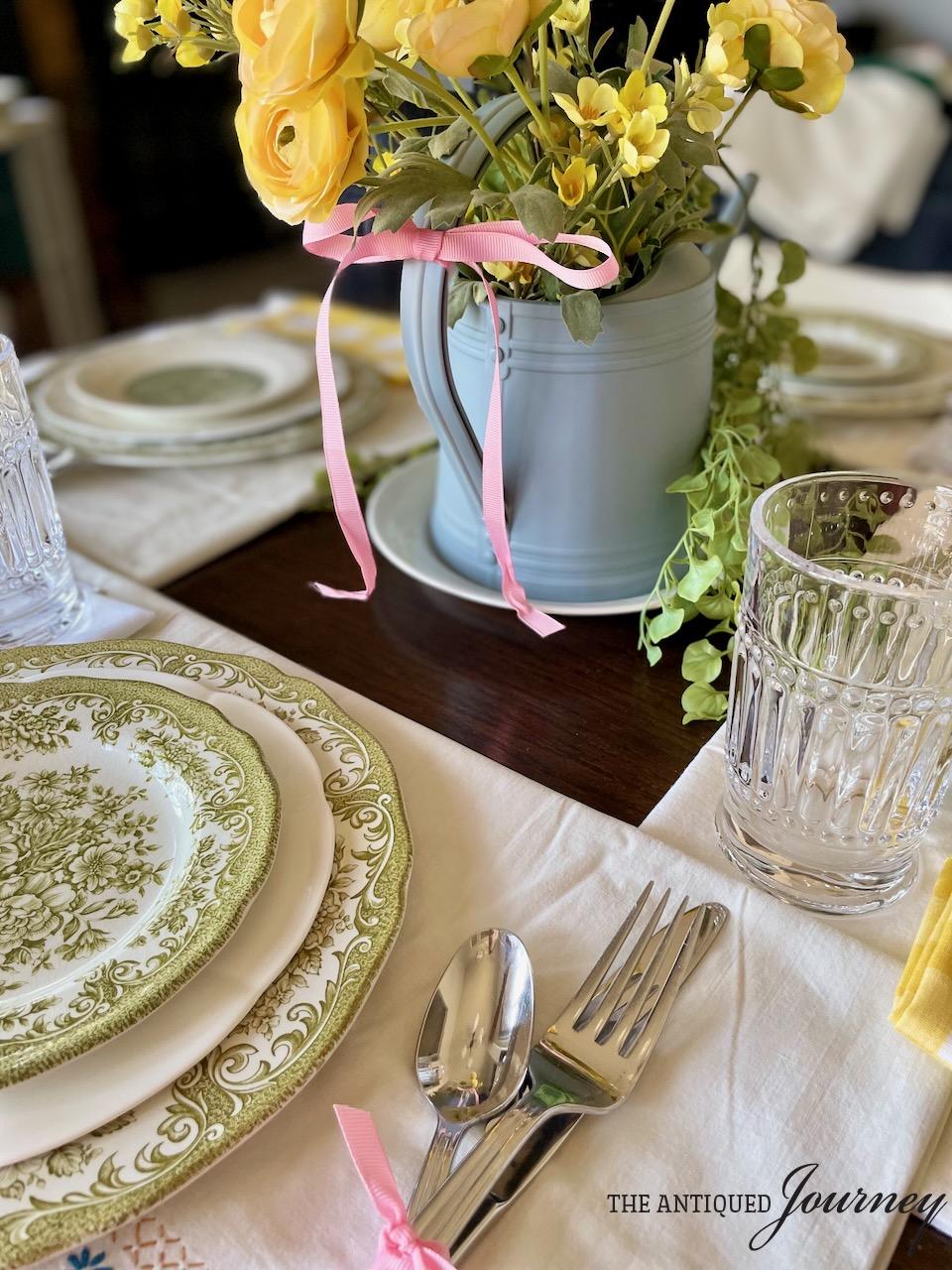 Spring Table Setting Decor Ideas With Vintage Dishes - The Antiqued Journey