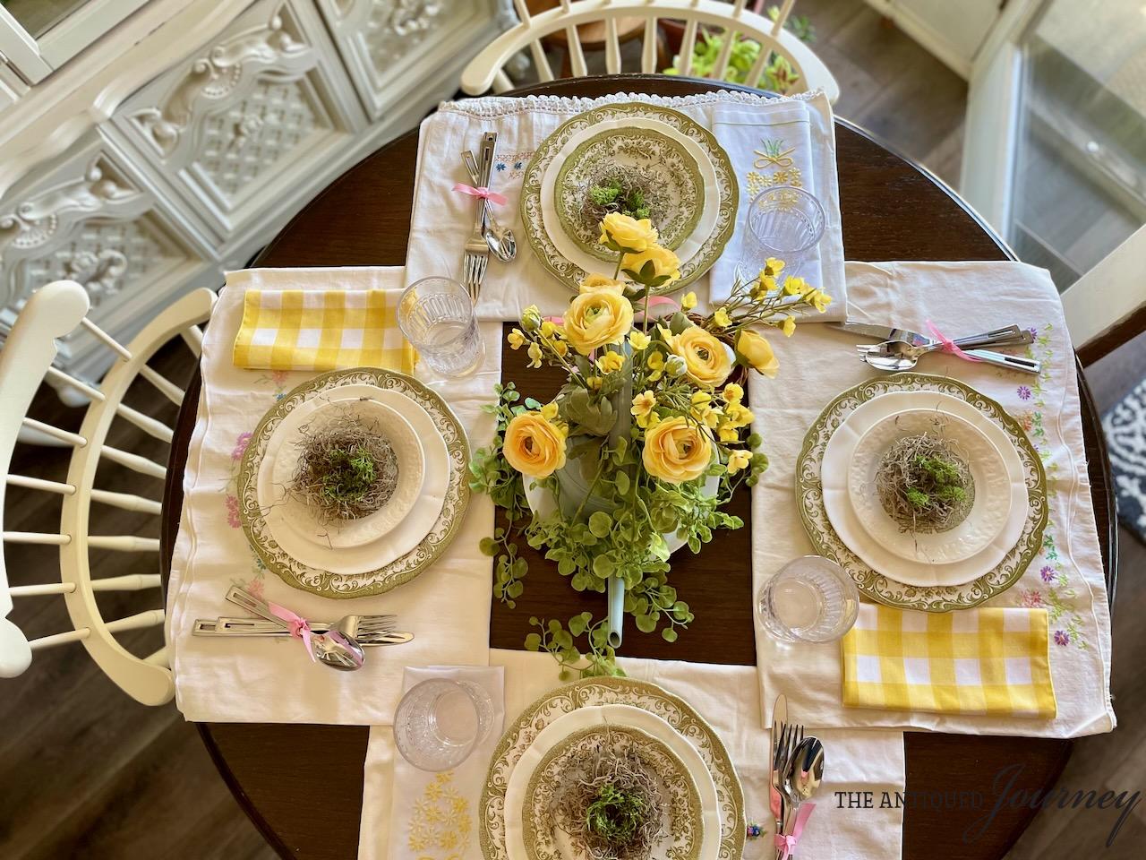 Spring Table Setting Decor Ideas With Vintage Dishes - The Antiqued Journey