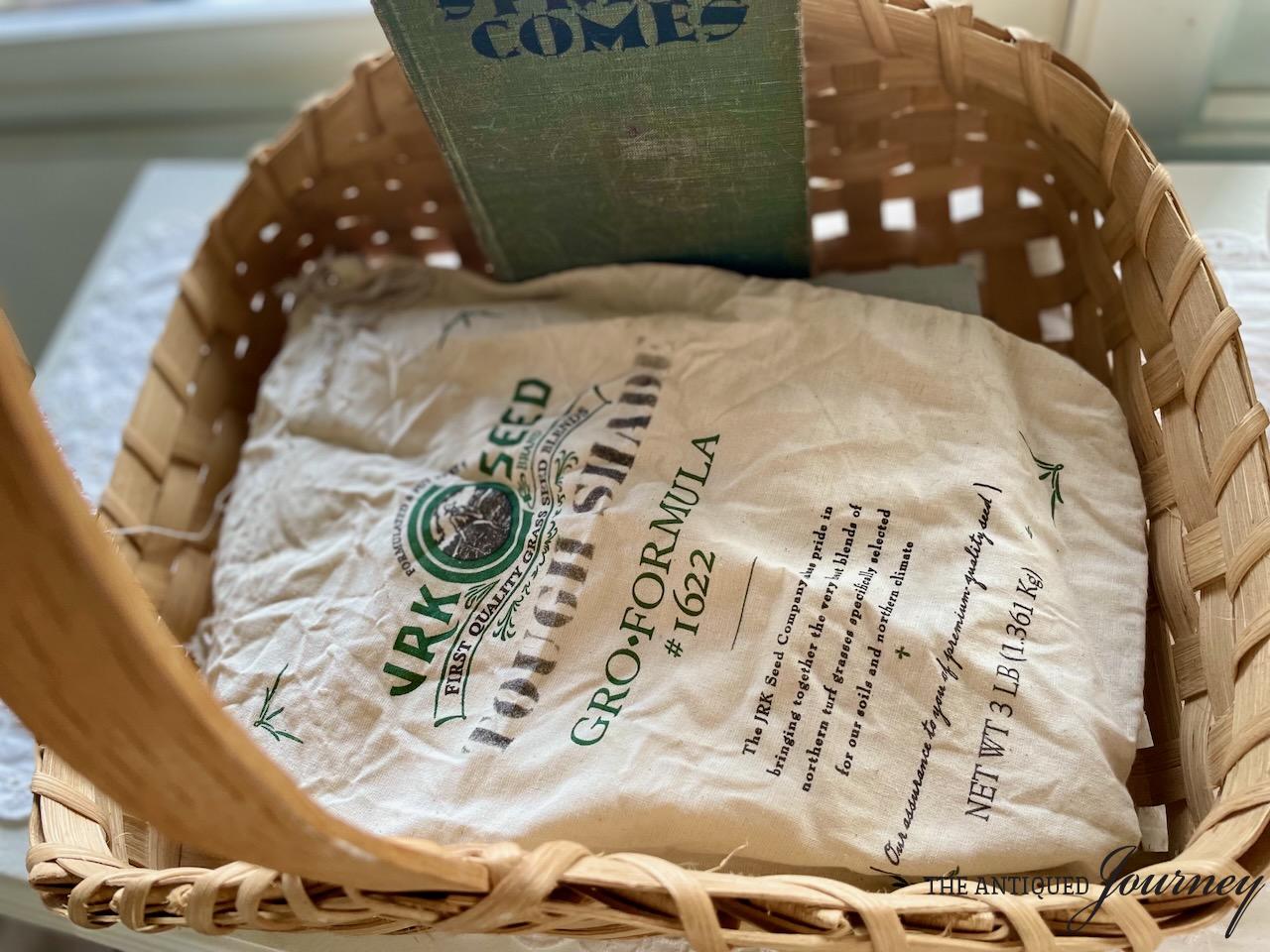 Whimsical Vintage Basket Decor Vignette for Easter - The Antiqued Journey